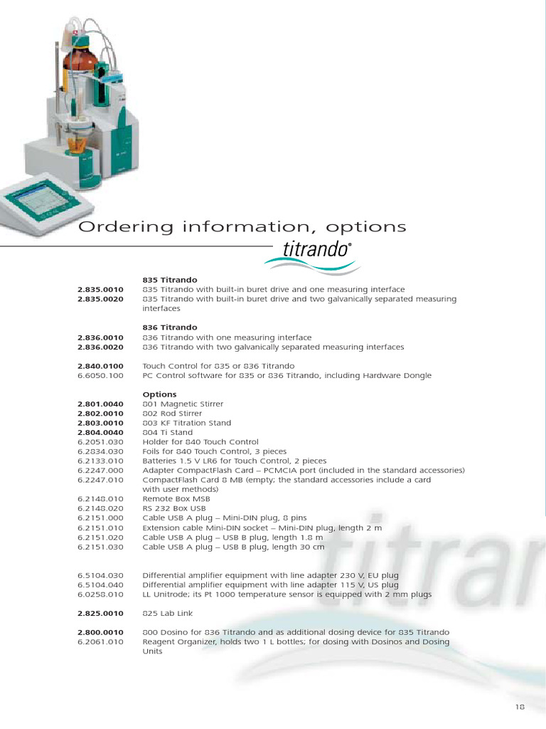 Titrando Ordering Options and Accessories | PDF