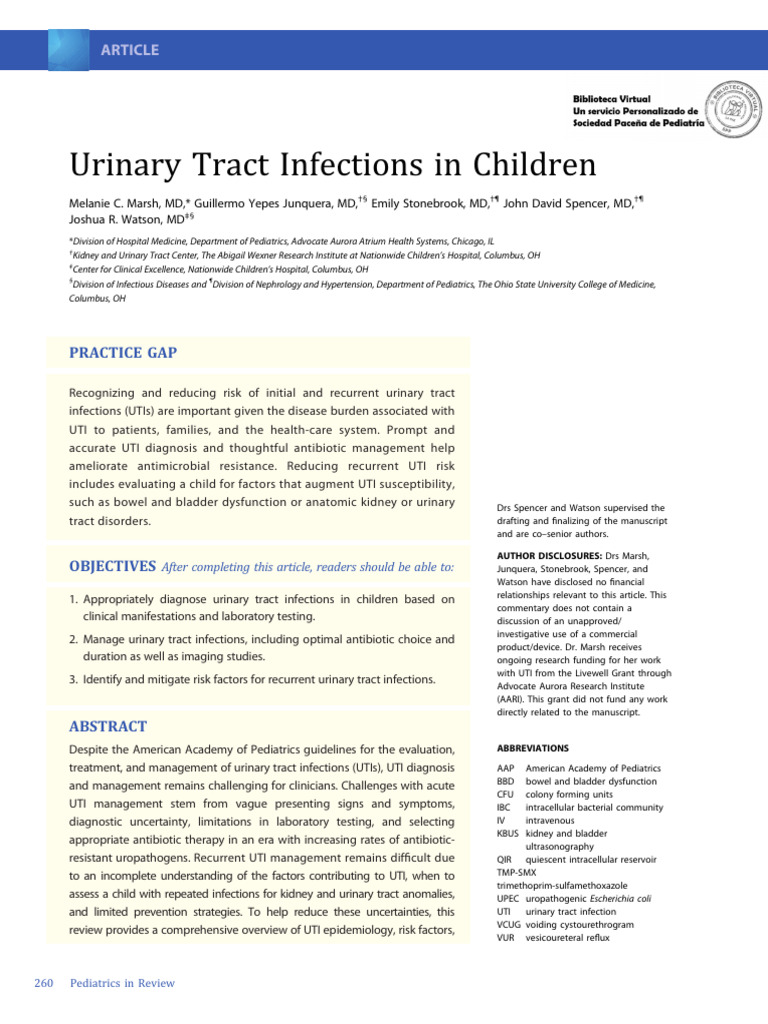 Pediatric Urinary Tract Infections Guide | PDF | Urinary Tract ...