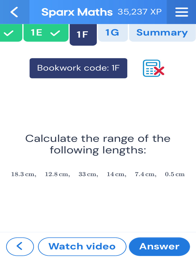 Sparx Maths: Range Calculation Exercise | PDF