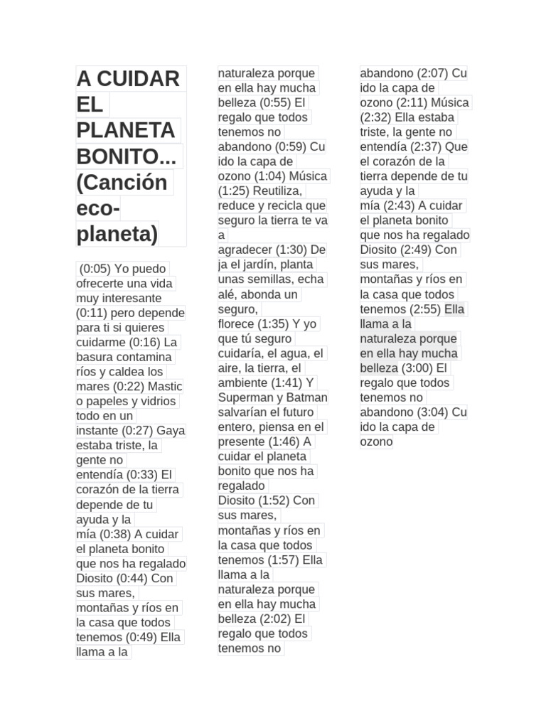 A Cuidar El Planeta Bonito | PDF