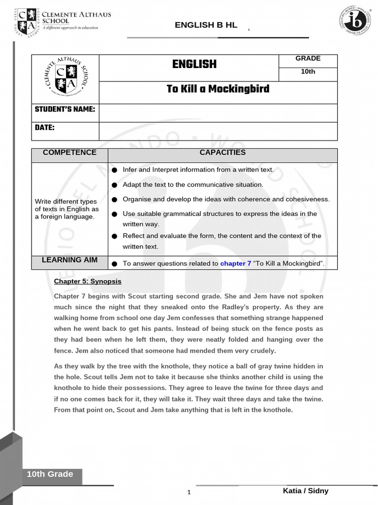 Chapter 7 - To Kill A Mockingbird | PDF | To Kill A Mockingbird