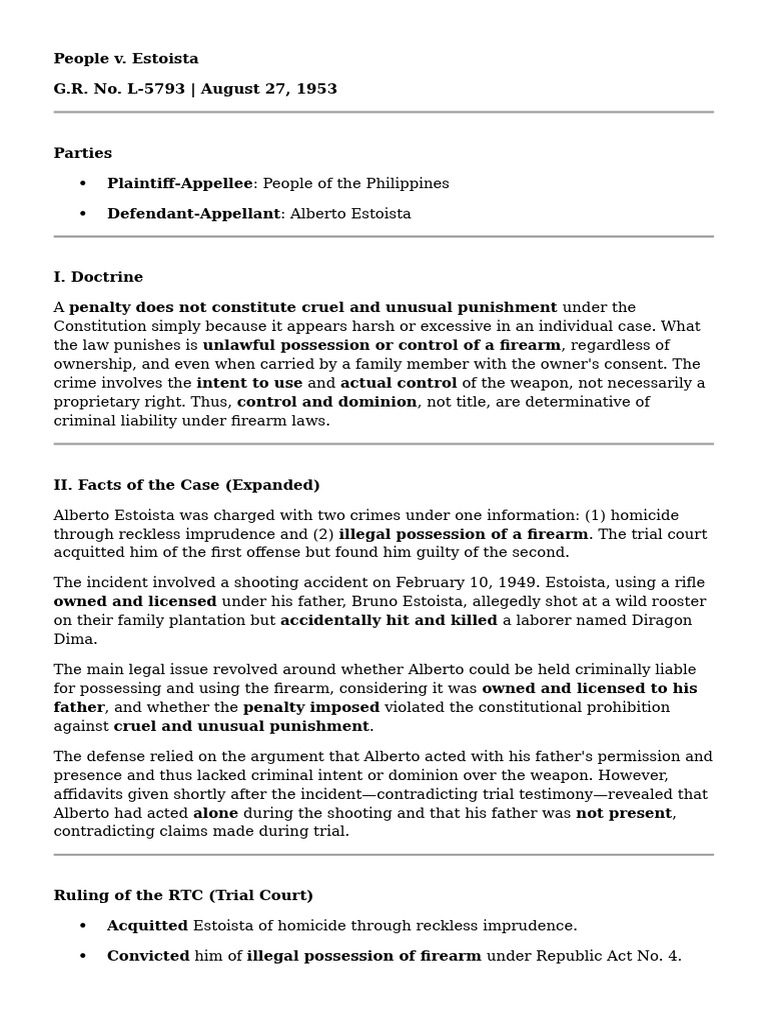People v. Estoista: Firearm Liability Ruling | PDF | Supreme Court Of ...