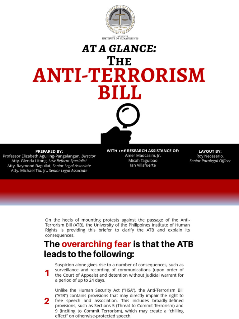 At A Glance Anti Terrorism Bill Briefer | PDF | Detention (Imprisonment ...