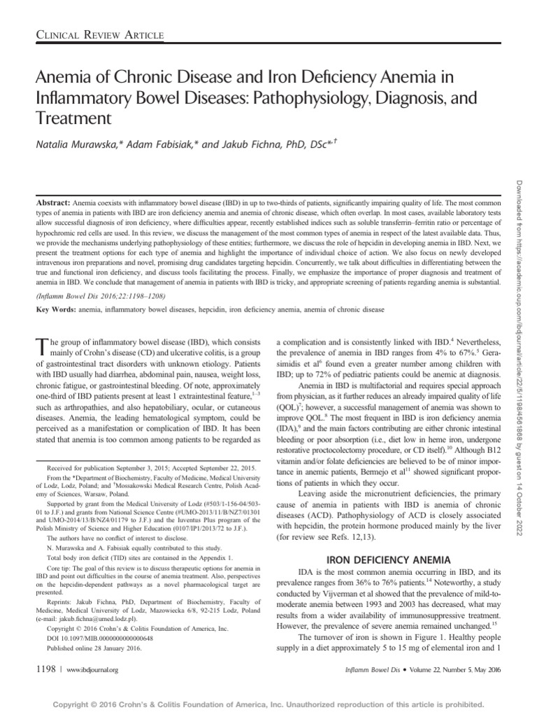 Anemia | PDF | Inflammatory Bowel Disease | Anemia