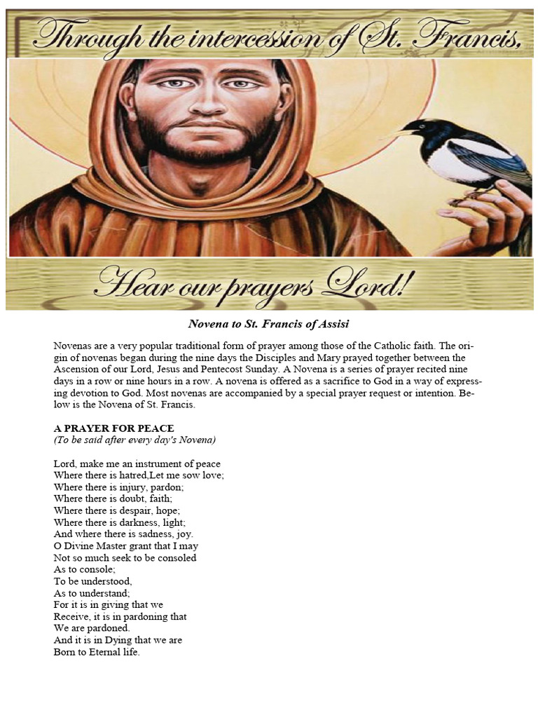 Novena to St. Francis of Assisi | PDF | Lord's Prayer | Prayer