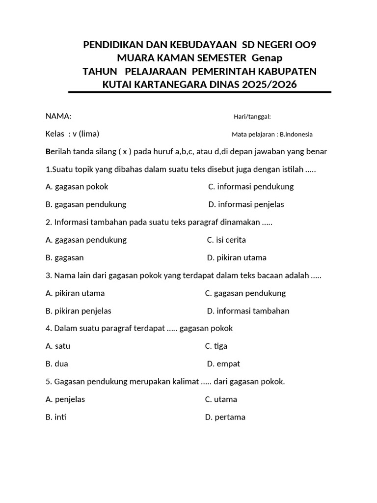 Pemerintah Kabupaten Kutai Kartanegara Dinas Pendidikan Dan Kebudayaan ...