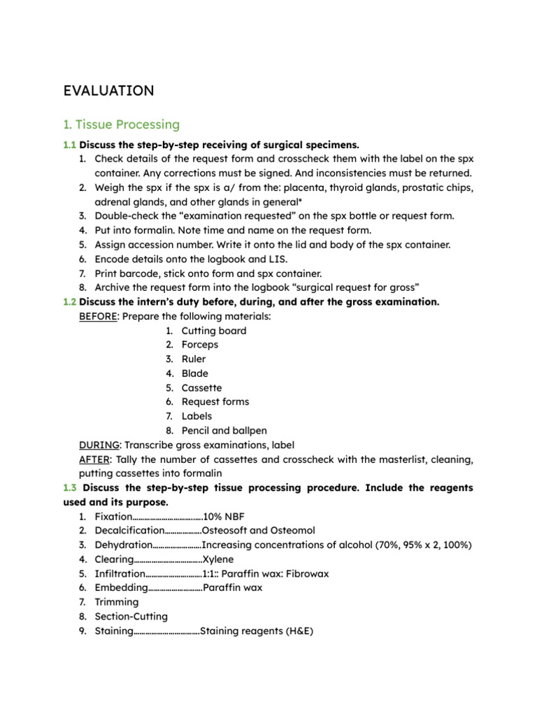 HISTOPATH Section Notes For Evaluation | PDF | Staining | Cytopathology