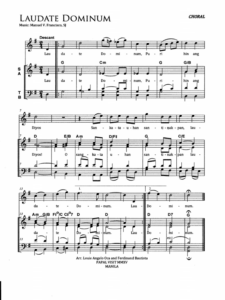 Line Up of Songs For The Month of July Music by Manuel v. Francisco S.J. | PDF