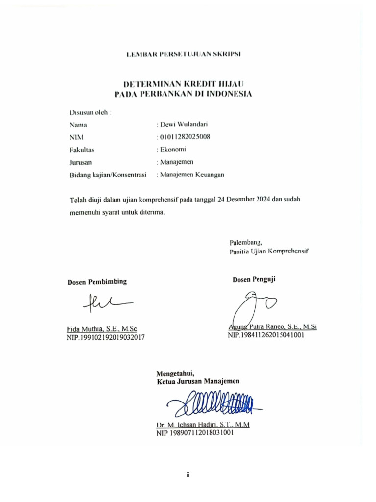 Lembar Persetujuan Skripsi TTD | PDF