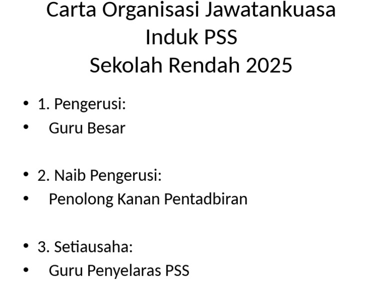 Carta Organisasi PSS 2025 | PDF