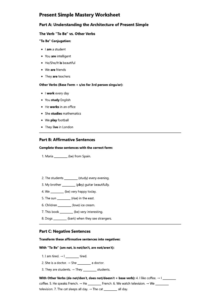 A1-A2 Present Simple | PDF