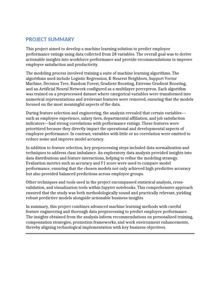 Iinx Project Summary | PDF | Machine Learning | Employment