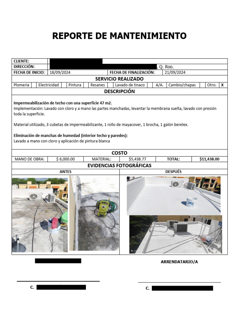 Reporte de Mantenimiento | PDF