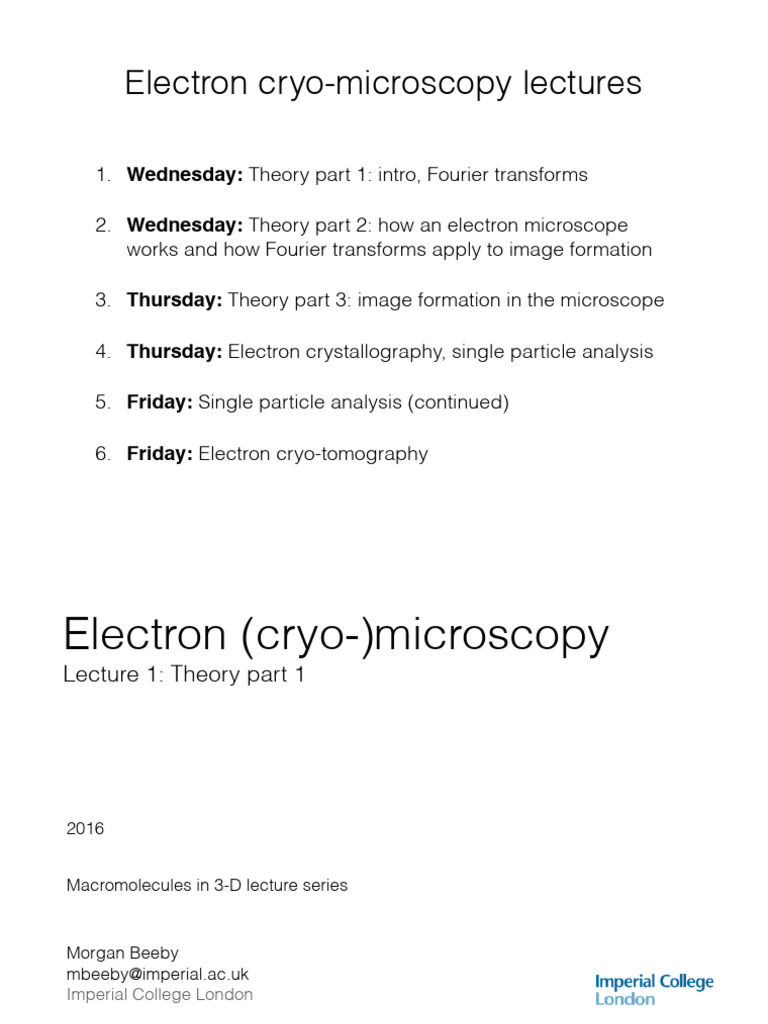 Electron Cryo-Microscopy Lectures Overview | PDF | Fourier Transform ...