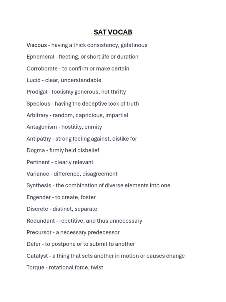 Sat Vocab | PDF