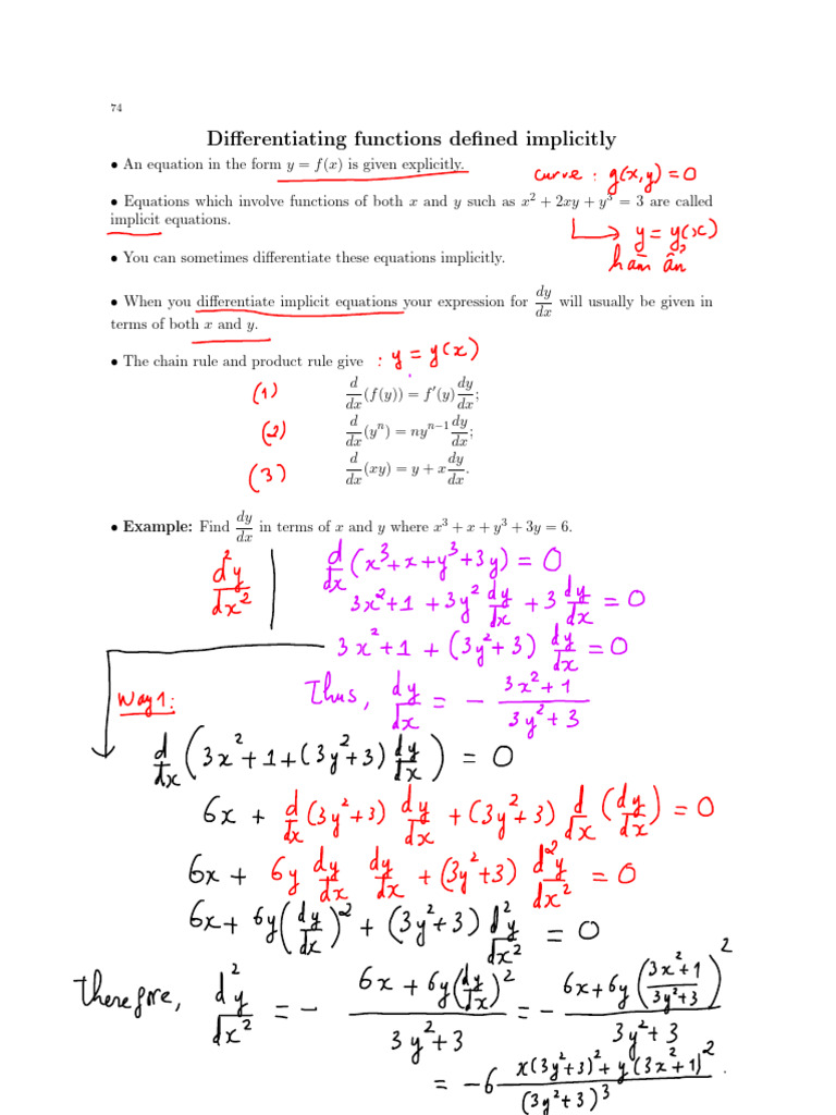 Lecture 18 - Implicit and Parametric Equations | PDF | Equations | Tangent