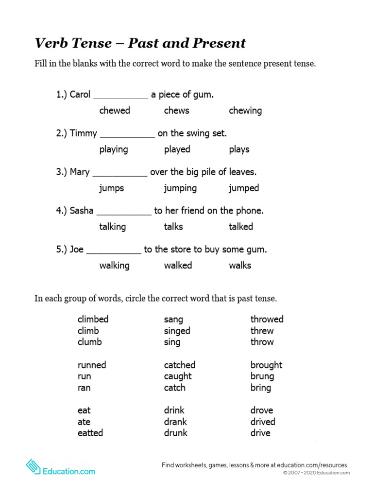 Past Tense Verbs | PDF