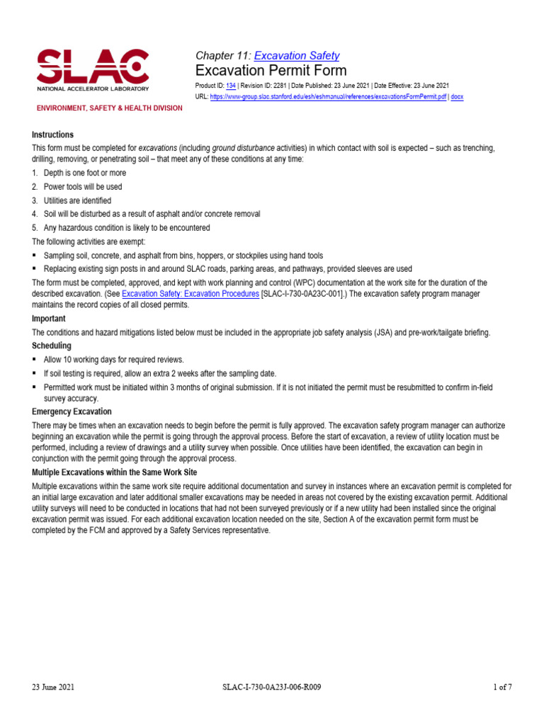 Excavations Form Permit | PDF | Waste | Waste Management