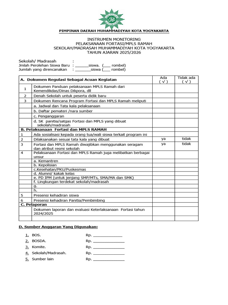 Instrumen Fortasi-2025 | PDF
