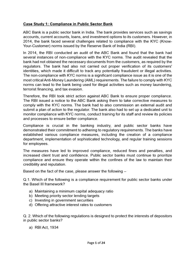 Questions Based On Case Studies Part 2 | PDF | Central Banks ...
