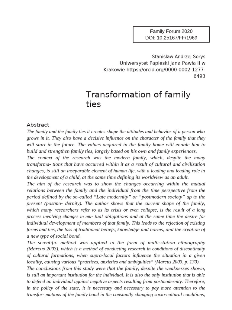Transformation of Family Ties in Modernity | PDF | Family | Marriage