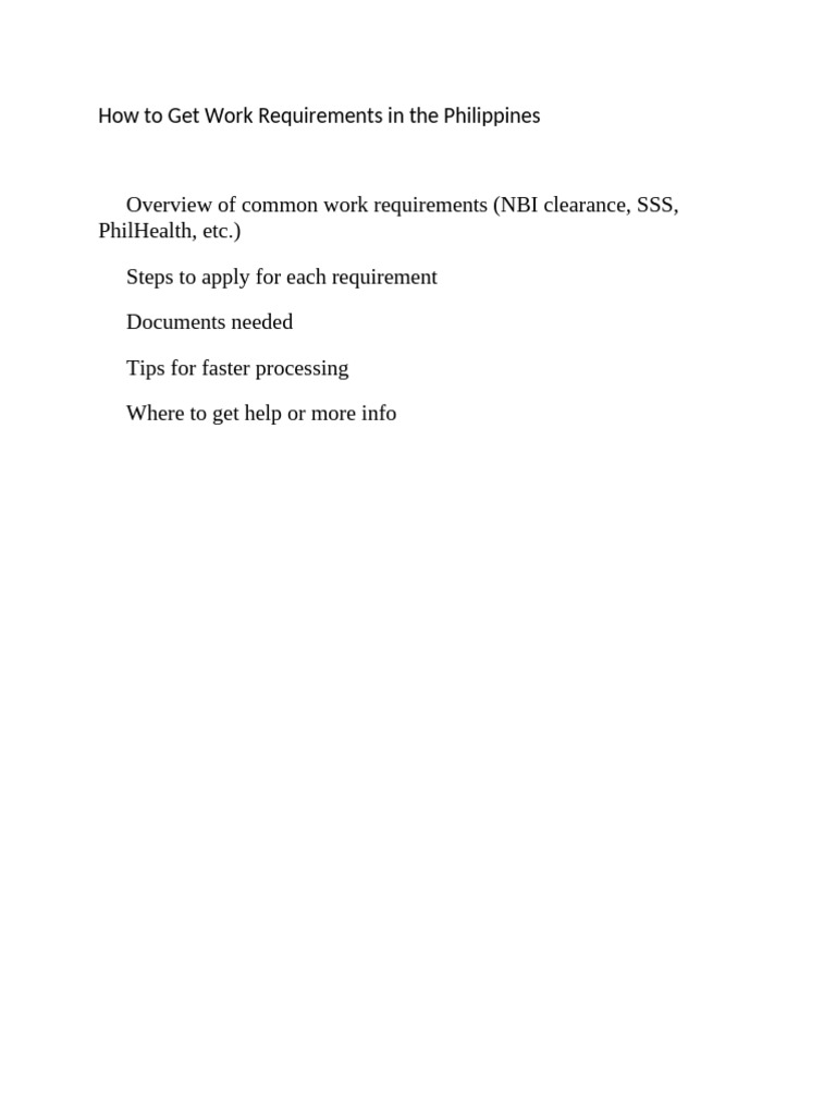 Work Requirements in the Philippines | PDF