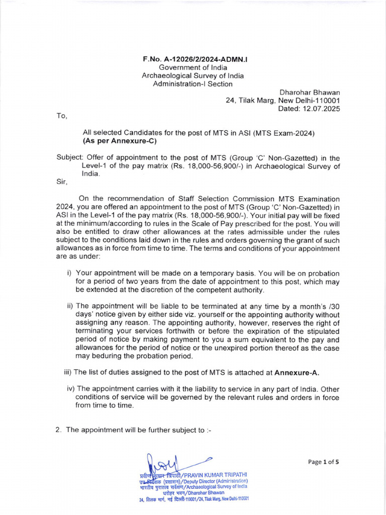 MTS Posting 2024 | PDF