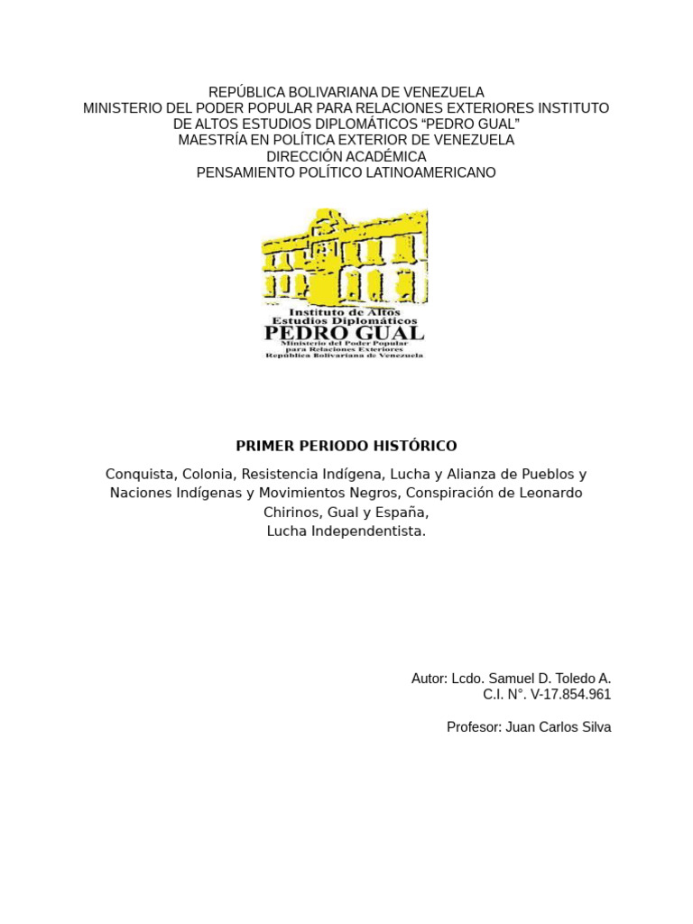 1era Asignacion Pens. Poli. Latin. Americano. Samuel Toledo | PDF