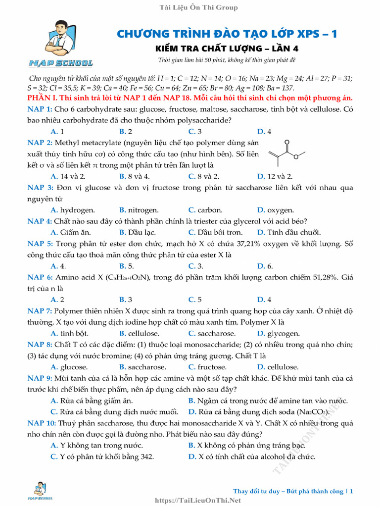 Napschool Thi KSCL Định kì Naper2K8 XPS Lớp I Lần 4 Ngày 15.6.2025 OKE 1 | PDF