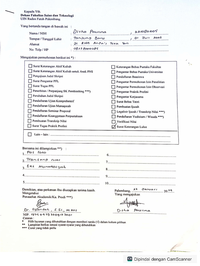 Form Pendaftaran SKL | PDF