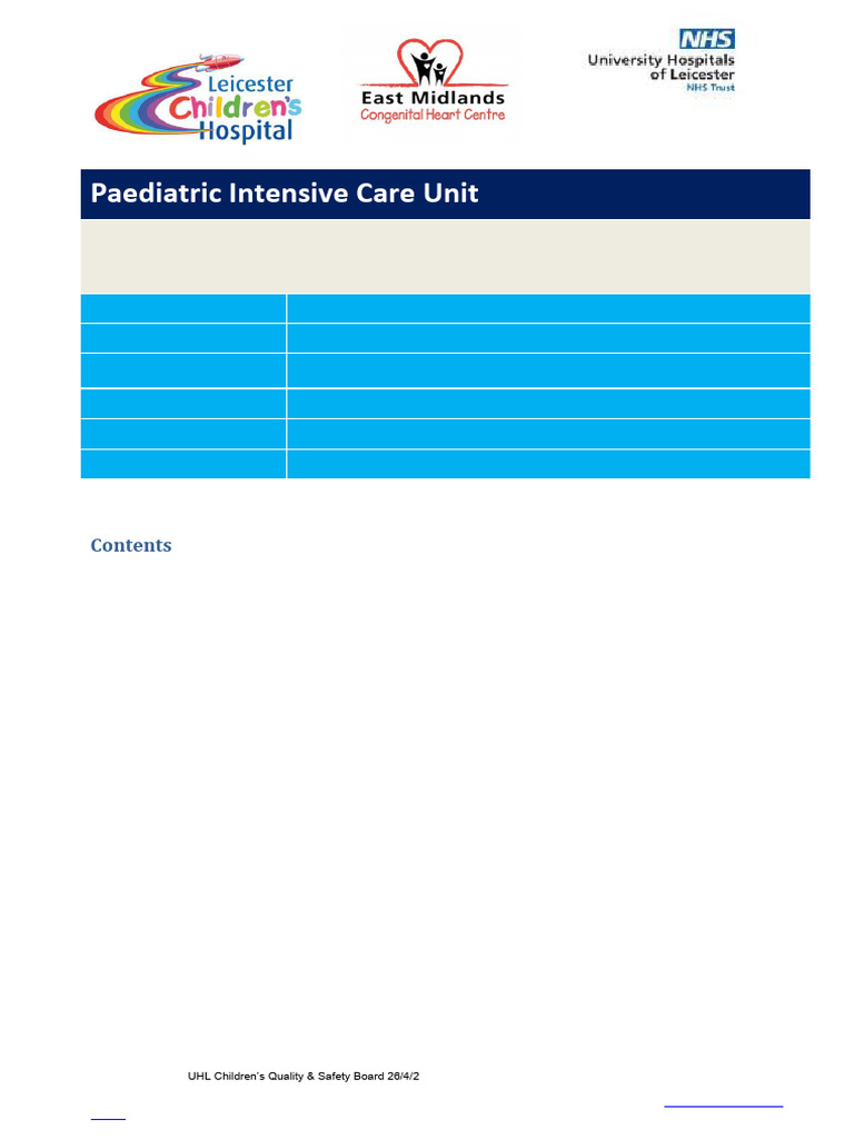 Paediatric CICU & PICU Admission Guidelines | PDF | Intensive Care ...