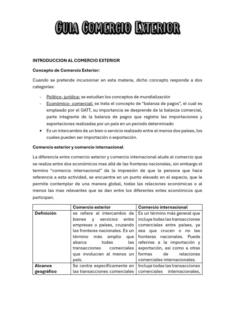 Introducción al Comercio Exterior y Globalización | PDF | aduana ...