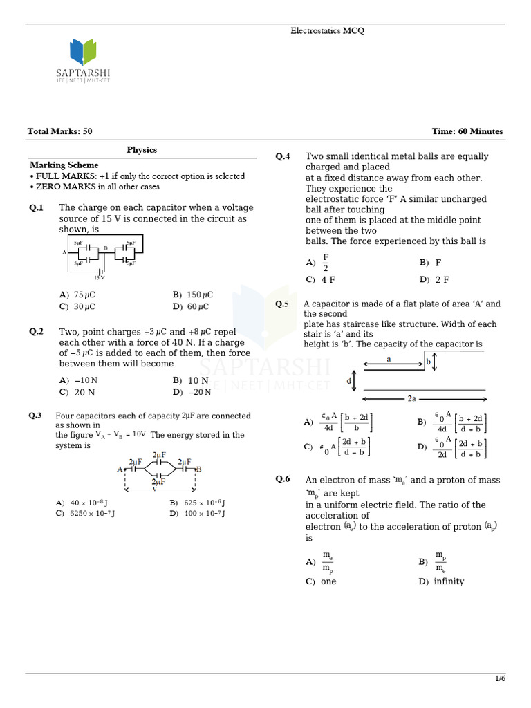 DPP MCQ Electrostatics 788405 2025-07-10 19-31-01 Question Paper | PDF | Permittivity | Capacitor