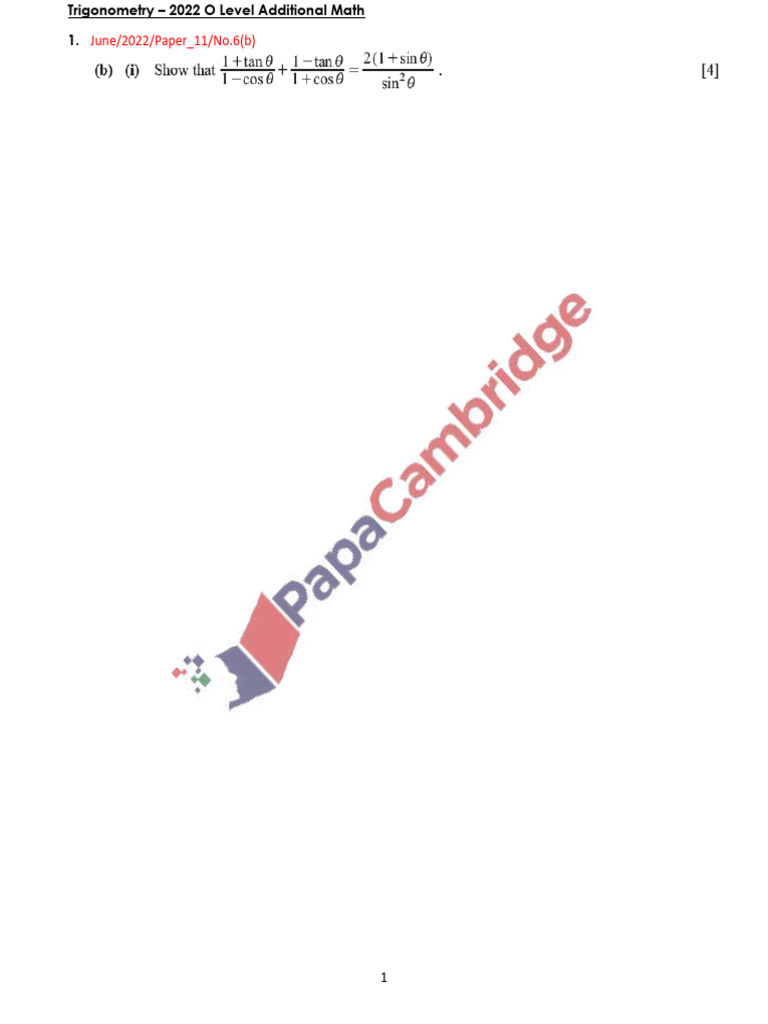 2022J Trigonometry O Level 4037 Add Math | PDF