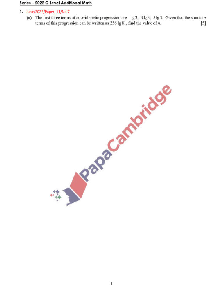 2022 O Level Additional Math Papers | PDF