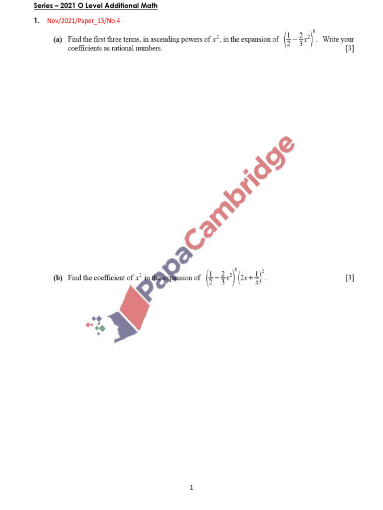 2021 O Level Additional Math Papers | PDF