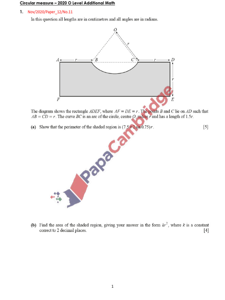 2020 Circular Measure O Level 4037 | PDF