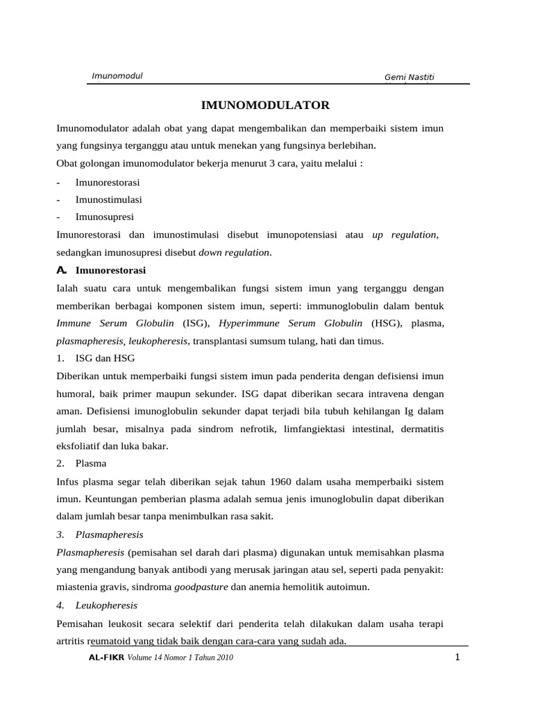 Panduan Imunomodulator dan Fungsinya | PDF