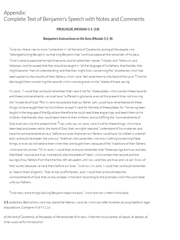 Appendix - Complete Text of Benjamin's Speech With Notes and Comments ...