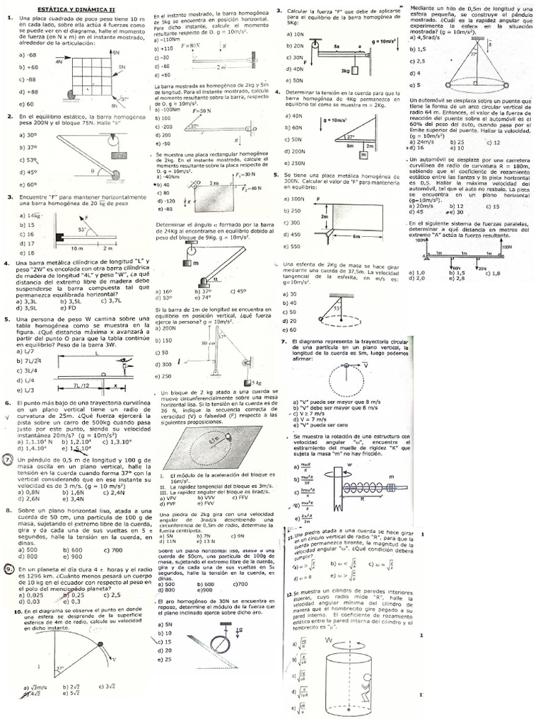 Ejercicios Estatica I y II | PDF