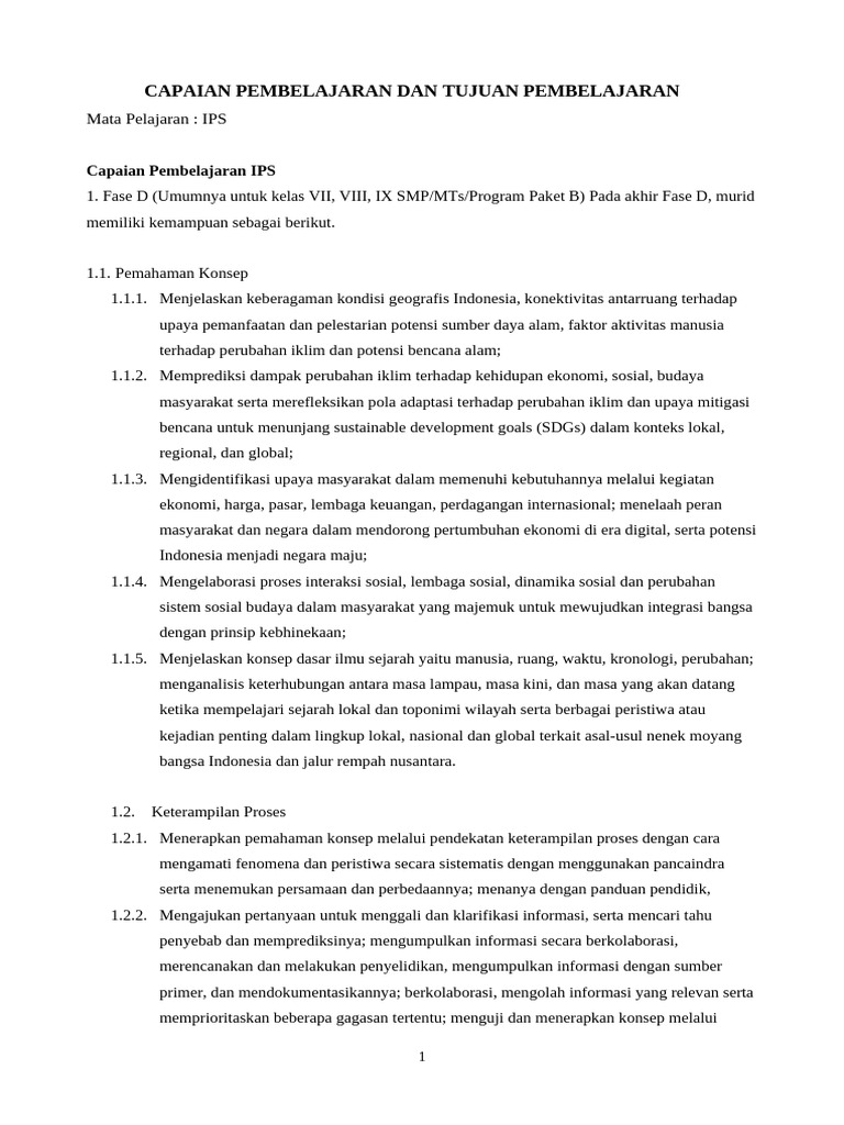 CP-TP Ips 2025-2026 Kelas 9 | PDF