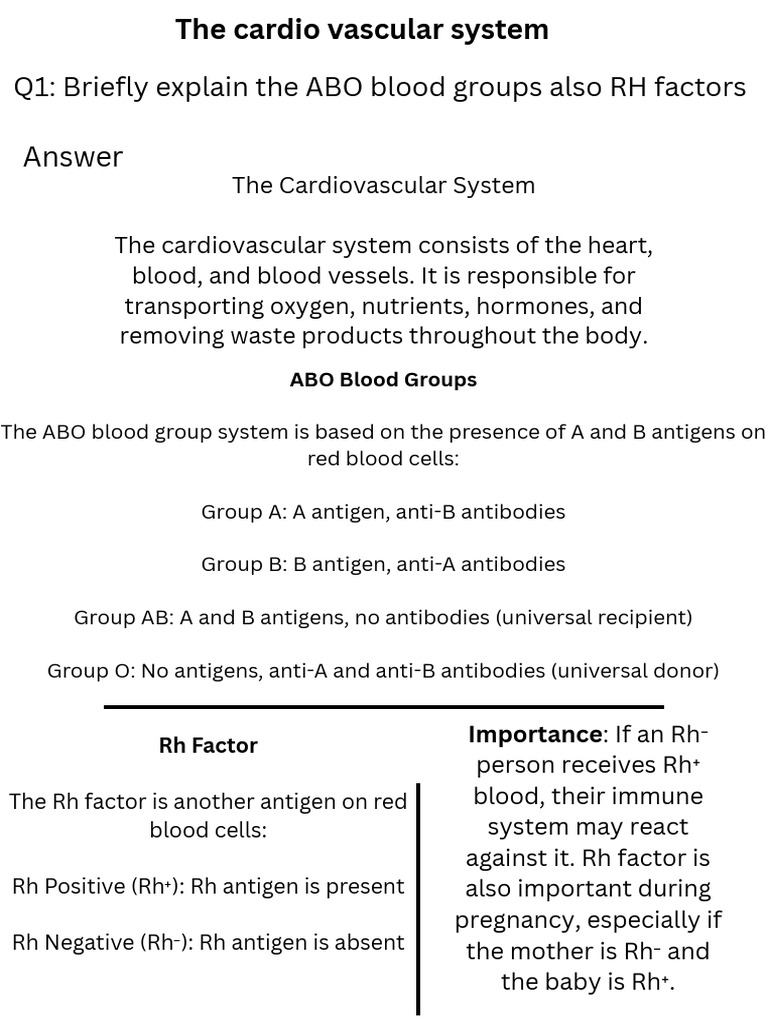ABO Blood Groups and Rh Factor Explained | PDF
