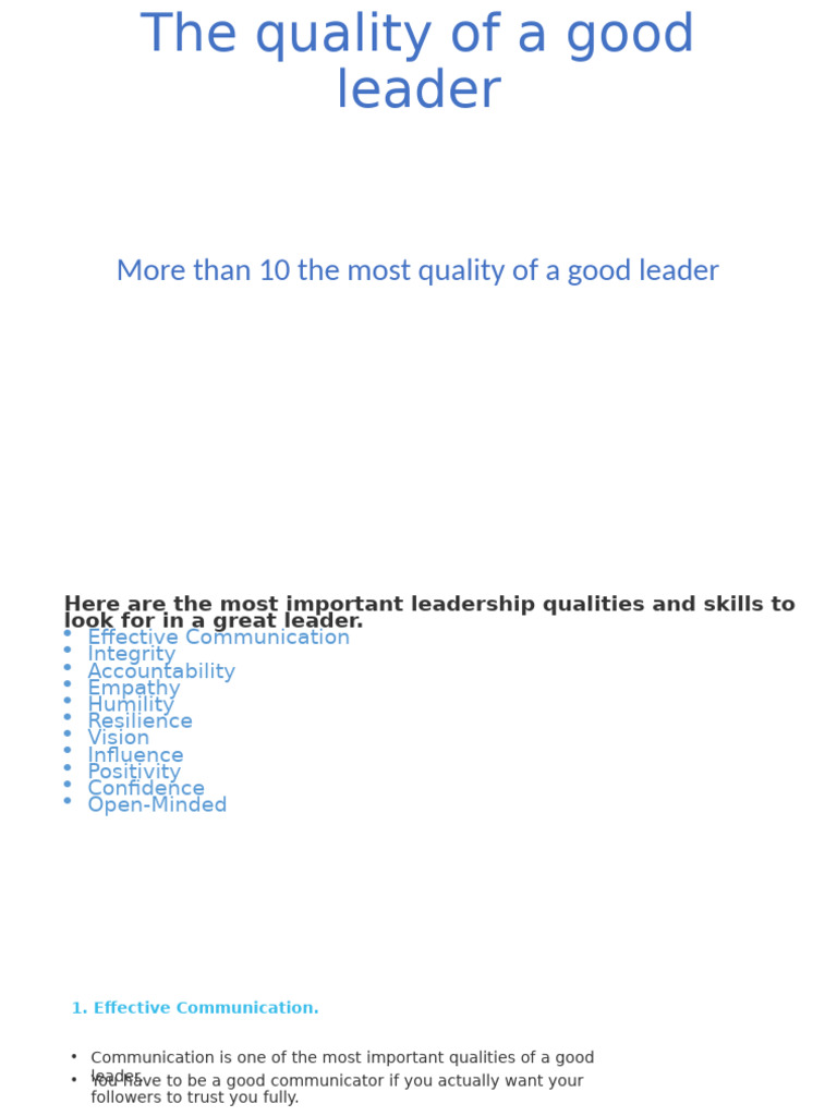 Essential Qualities of Great Leaders | PDF | Leadership | Integrity