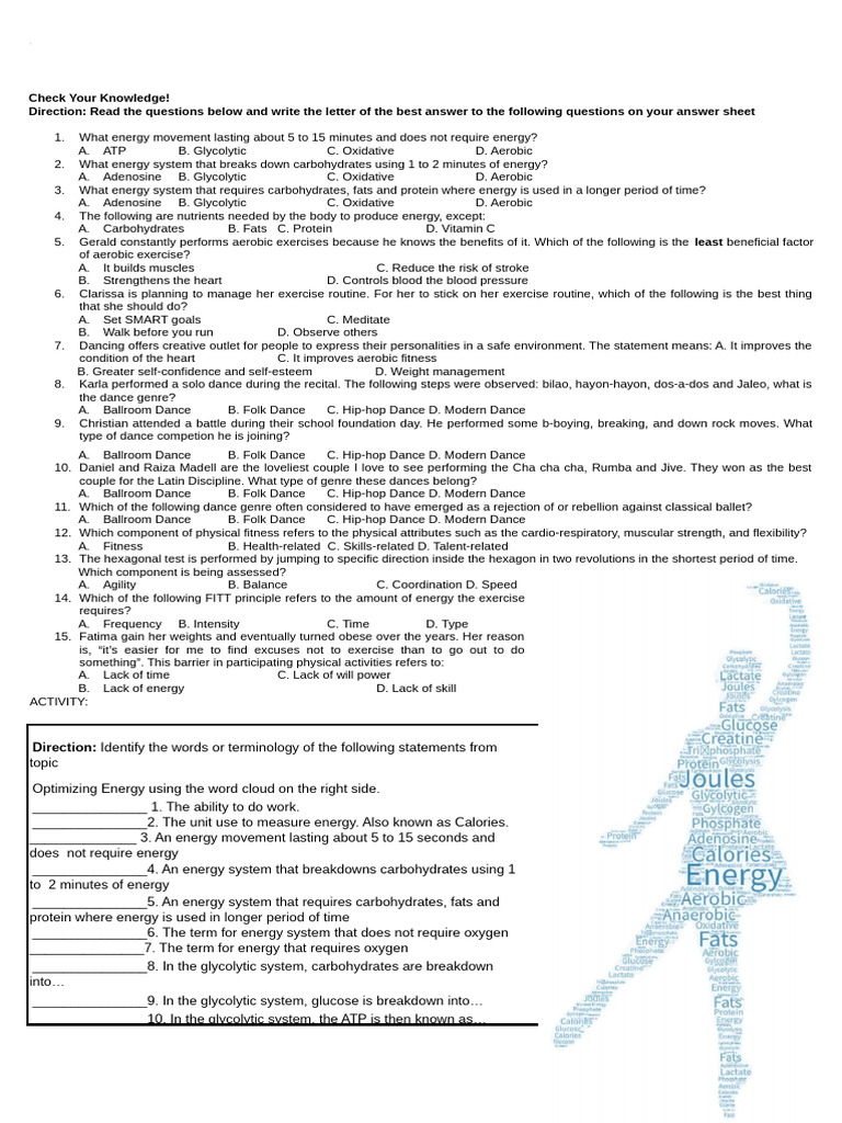 Activities For 1ST Quarter Grade 12 Week 1 8 | PDF | Cellular ...