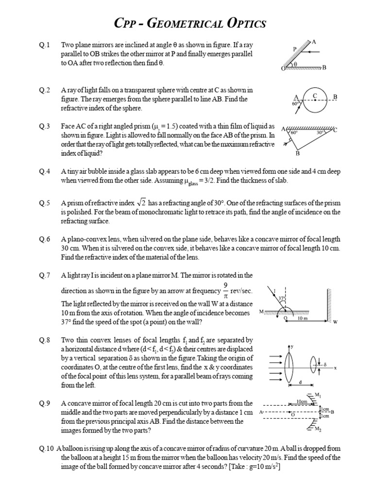 07 Geom CPP - Geometrical Optics | PDF | Mirror | Refraction