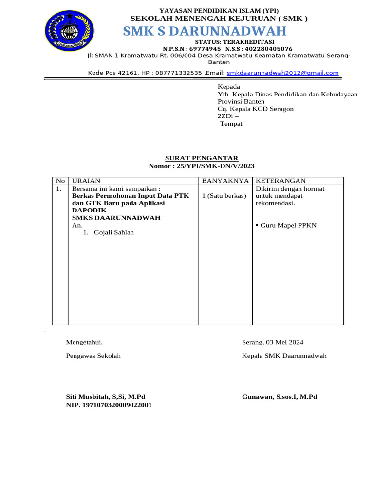 Surat Pengantar KCD | PDF