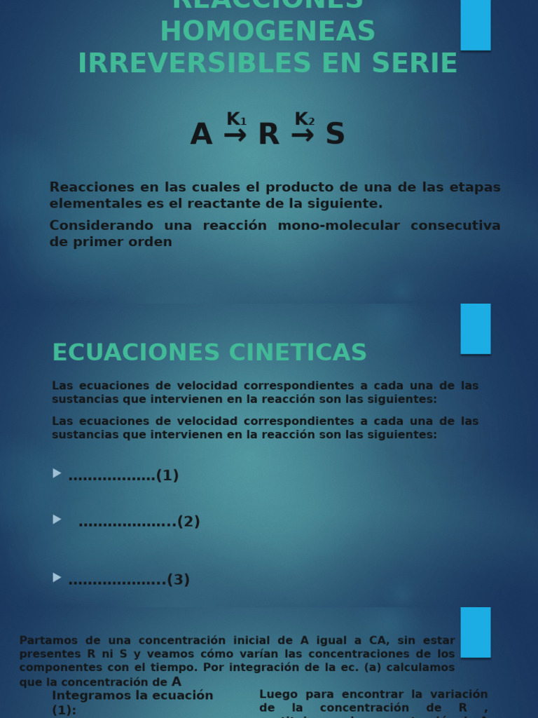 Reacciones Homogéneas Irreversibles en Serie | PDF