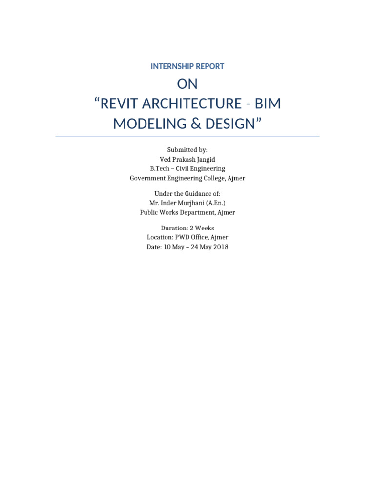Revit Architecture Internship Report | PDF | Autodesk Revit | Design