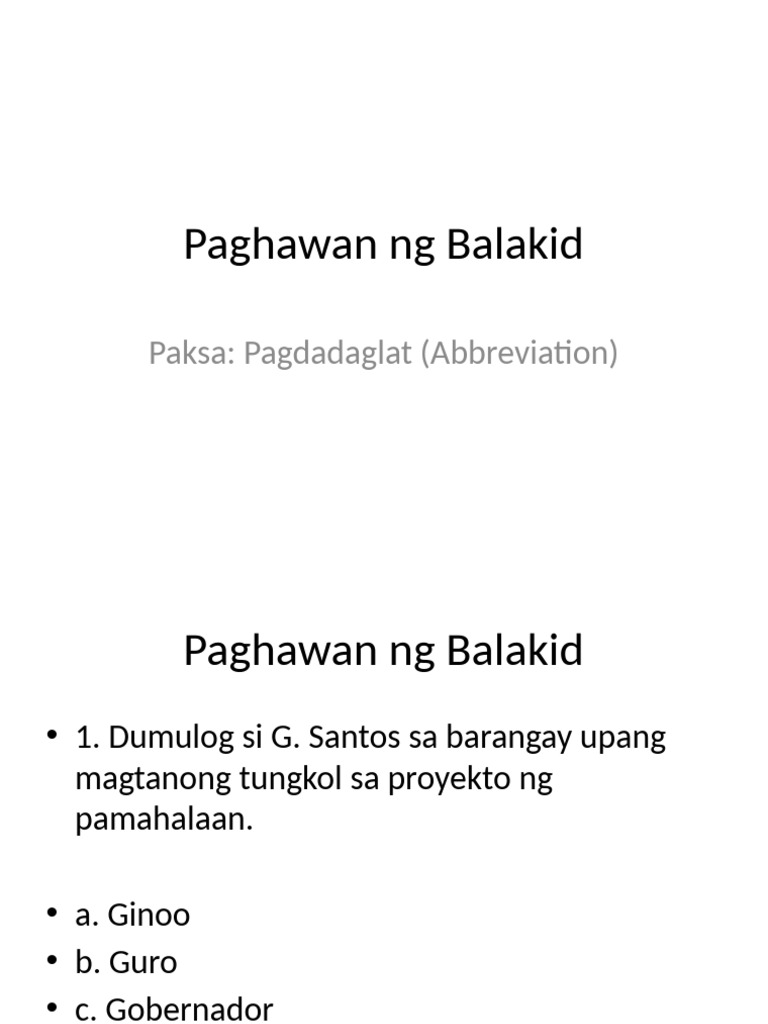 Paghawan NG Balakid Pagdadaglat | PDF