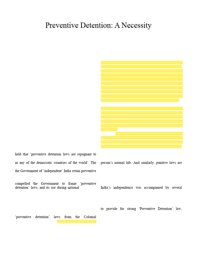 Preventive Detention - A Necessity | PDF | Detention (Imprisonment ...